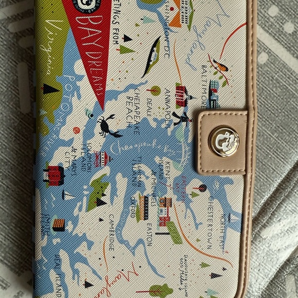 Spartina 449 | Bags | Spartina 449 Map Print Wallet Blue And Tan | Poshmark